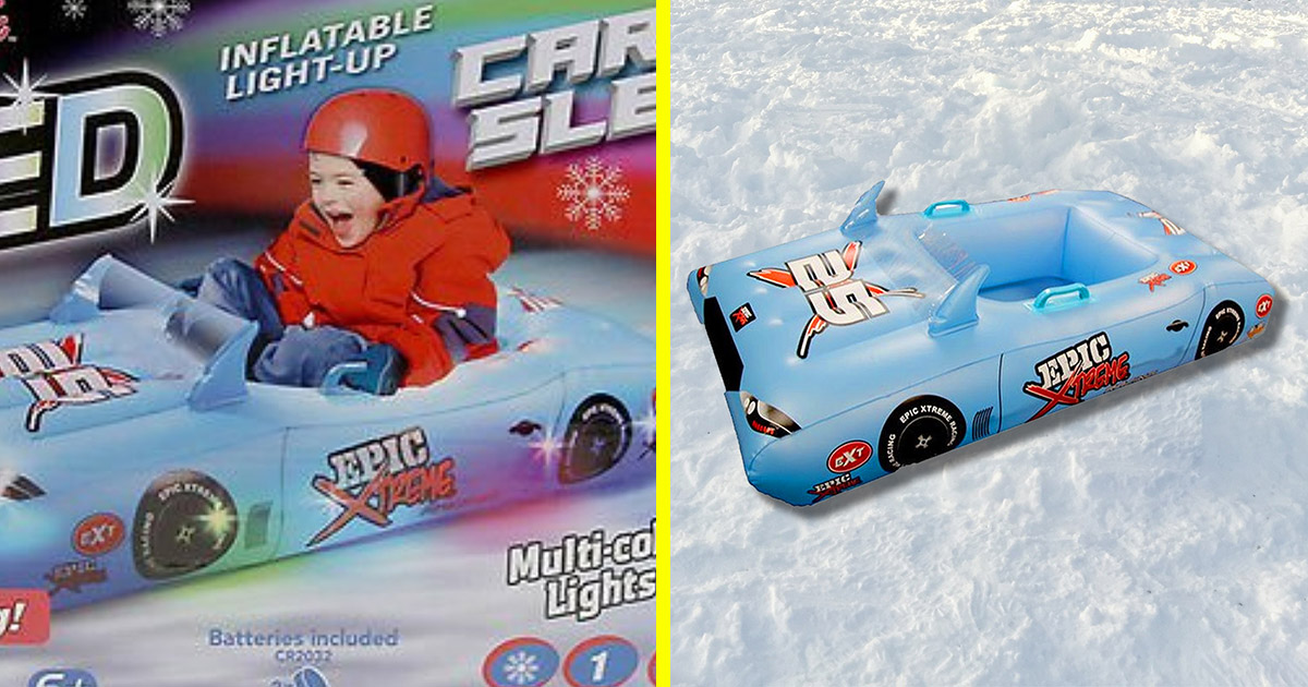 You Can Now Get Your Kid a Race Car Shaped Snow Sled With LED Lights