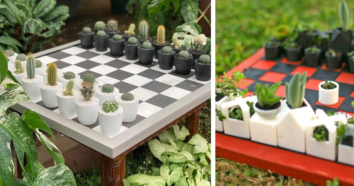 This Cactus Chess Board Is The Perfect Game For Your Garden or in a Porch