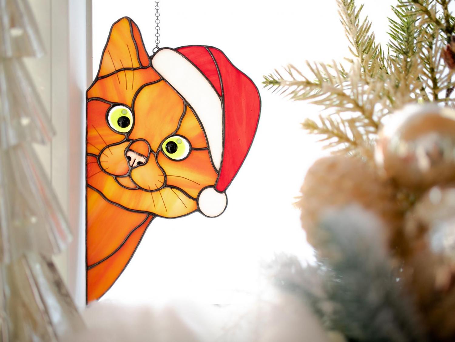 Stained Glass Cat Window Hanger